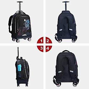 UNIKER Rolling Backpack with Wheels for Travel, Carry-On Spinner Luggage, Roller Bookbag for Girl Boy, Wheeled Laptop Bag Fits 15.6 Inch Notebook, Horse