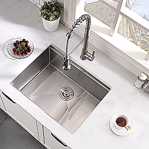 24 Inch Undermount Kitchen Sink, BoomHoze 24 x 19 Inch Stainless Steel Undermount Workstation Sink 16 Gauge Single Bowl Kitchen Sink Deep Bar Prep Sink with Accessories