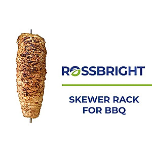 Rossbright Skewer Hack for BBQ - 3 Stick Sizes - Stainless Steel Stand for Upright, Vertical Grilling - Ideal Holder for Brazilian Meats, Gaucho Style, Chicken, Steak - Complete with Basting Brush