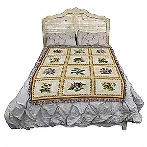 Pure Country Weavers French Floral Blanket by Susan Welsch - Garden Floral Gift Tapestry Throw Woven from Cotton - Made in The USA (72x54)