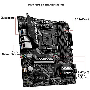 MSI MAG B550M Bazooka Gaming Motherboard (AMD AM4, DDR4, PCIe 4.0, SATA 6Gb/s, M.2, USB 3.2 Gen 1, HDMI/DP, Micro-ATX)