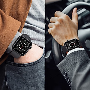 OUHENG 2 Pack Sport Band Compatible with Apple Watch Band 49mm 45mm 44mm 42mm, Soft Silicone Band Strap for iWatch Ultra Series 8/7/6/5/4/3/2/1/SE2/SE (Black/Dark Gray)