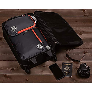 Compression Packing Cubes for Travel - Luggage and Backpack Organizer Packaging Cubes for Clothes (Grey and Orange, 3 Piece Set)