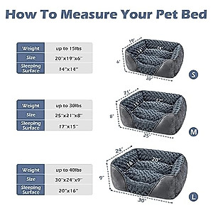 INVENHO Small Dog Bed for Large Medium Small Dogs, Rectangle Washable Dog Bed, Orthopedic Dog Bed, Soft Calming Sleeping Puppy Bed Durable Pet Cuddler with Anti-Slip Bottom S(20"x19"x6")