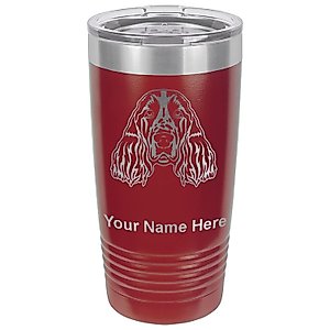 LaserGram 20oz Vacuum Insulated Tumbler Mug, English Springer Spaniel, Personalized Engraving Included (Maroon)