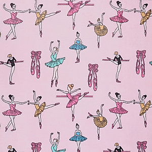 Mook Fabrics Fleece Flannel 1930 Ballerina, Pink Cut by The Yard