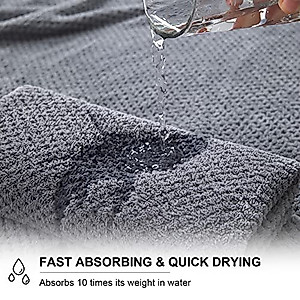 Ultra Soft Towel Set of 6, Gray Microfiber Big Bath Towel Sheets 28x55 Inches, Luxury Plush Towels- Waffle Weave Design,Highly Absorbent,Quick Dry,Premium Quality Towel Set for Bathroom