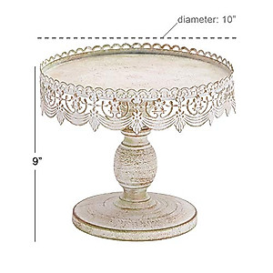 Deco 79 Metal Cake Stand with Lace Inspired Edge, 10" x 10" x 9", White