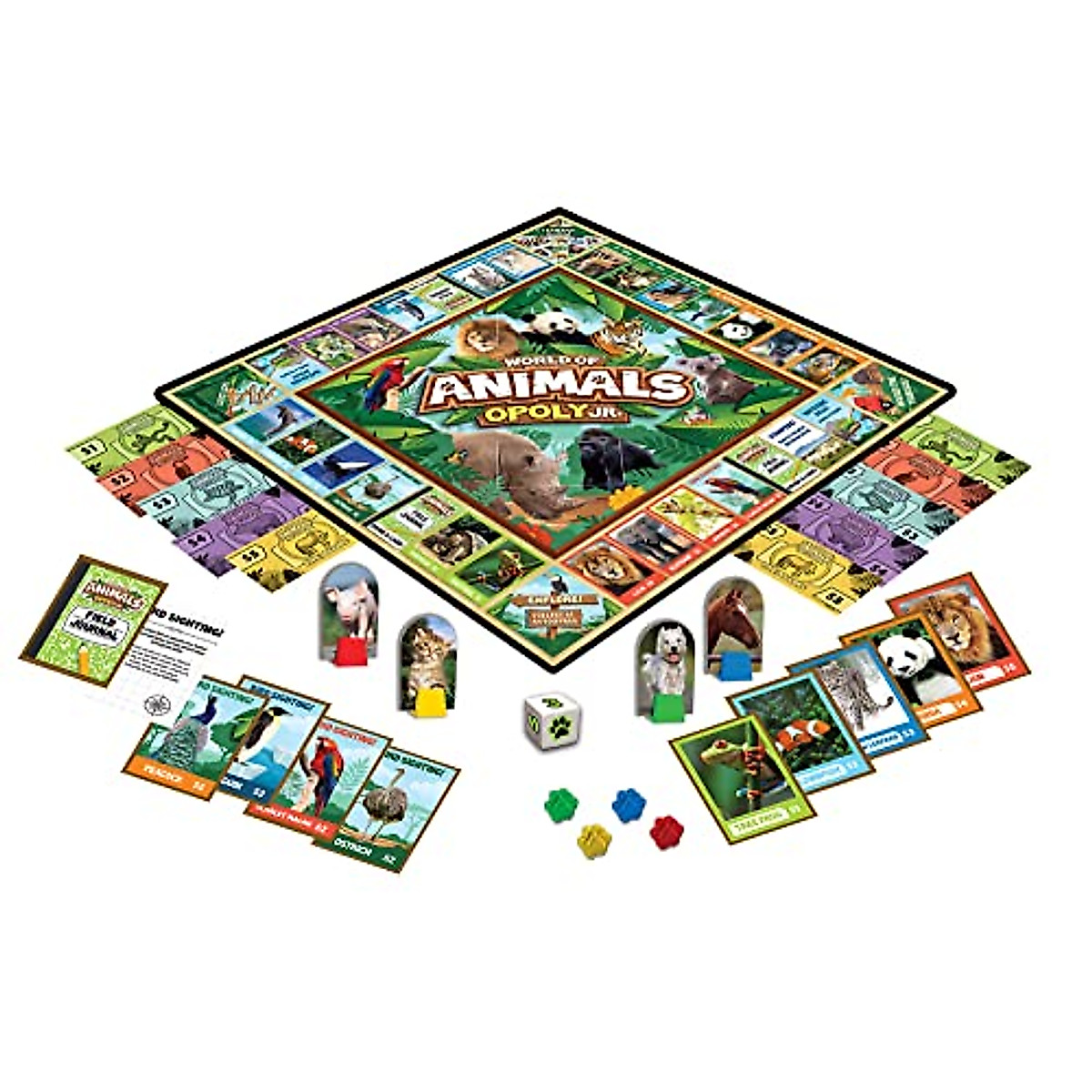 MasterPieces Kids & Family Board Games - World of Animals Opoly Jr. - Officially Licensed Board Games for Kids, & Family