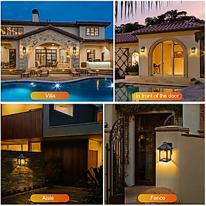 Solar Lanterns Outdoor Waterproof with 3 Modes, Solar Porch Lights Dusk to Dawn Outdoor Lighting, Motion Sensor Outdoor Wall Lights, Exterior Lighting Fixtures for Yard, Fence, Patio, Barn, Garage