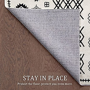 YIHOUSE 6×9 Ft Area Rugs Non-Shedding Washable Rug, Bedroom Living Room Dining Room Office Soft Nonslip Modern Rugs Faux Wool Collection Carpet Indoor/Outdoor Rugs-Black and White Rug