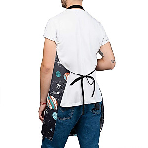 Adjustable Bib Apron Waterdrop Resistant for Men Women, Space Galaxy Constellation Kitchen Aprons with Extra Long Ties for Cooking, Grill and Baking