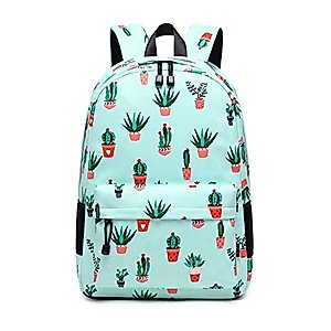 Teecho Waterproof Cute Backpack for Girl Casual Women Laptop Backpack Cactus