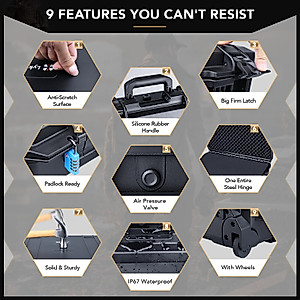 Lykus HC-5120 Waterproof Hard Case with Wheels and Customizable Foam, Interior Size 20.3x11.3x7.3 inch, Suitable for camera, lens, drone, mic, flashlight, projector, electronics, tools, and more