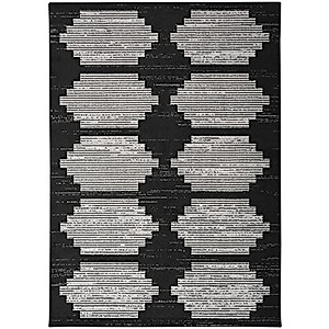 Nourison Modern Passion Geometric Black/Grey 6' x 9' Area -Rug, Easy -Cleaning, Non Shedding, Bed Room, Living Room, Dining Room, Kitchen (6x9)