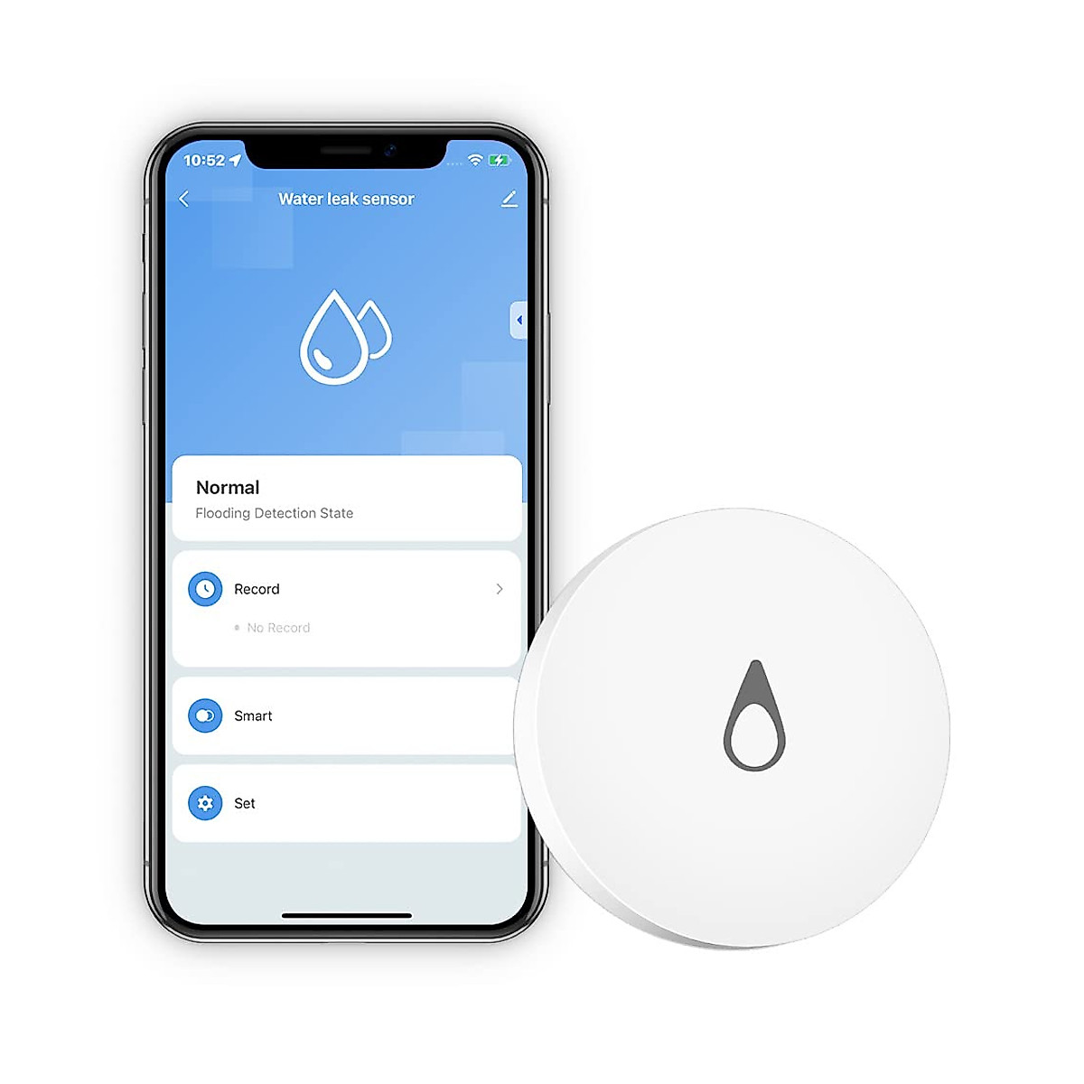 iAlarm Zigbee Water Leak Sensor, Requires Zigbee Hub, Monitor Your Entire Home for Leaks, Suitable for Kitchens, Bathrooms, Basements or Under Sink