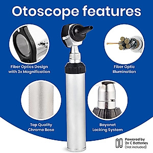 Zyrev Combo Otoscope Oph Set - Multi-Function Otoscope/Opthalmoscope for Ear & Eye Examination with Portable Carry Case, Sight Chart & Replacement Tips (1st Edition)
