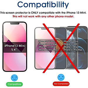 amFilm Glass Screen Protector Compatible with iPhone 13 Mini 5.4" Display, 2021, With Easy Installation Tray - Case Friendly, Tempered Glass, 3 Pack