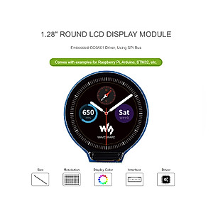 1.28inch Round LCD Display Module 240×240 Resolution 65K RGB LCD HAT for Raspberry Pi 4B/3B+/3B/2B/Zero/Zero W/Zero WH, Jetson Nano,Arduino, STM32,Embedded GC9A01 Driver, SPI Interface