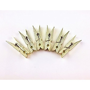 Yueton 50pcs Mini Plastic Clothespins Clip, Clothesline Utility Clips (Golden)