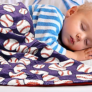 Baseball Baby Blanket for Boys Super Soft Fleece Minky Boy Blanket with Dotted Backing Double Layer Newborn Toddler Blankie for Nursery Stroller Crib Gift Ideas to Son Nephew Grandson 26.5*40 Inches