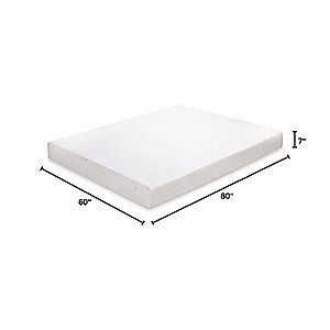 SLEEPLACE 7 Inch Memory Foam Mattress, White (Queen)
