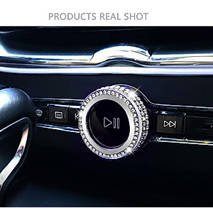 NIUHURU Compatible with Volvo XC60 XC90 S60 V60 XC40 Bling Accessories Sound Audio Knob Cover Car Interior Bling Accessories for Women