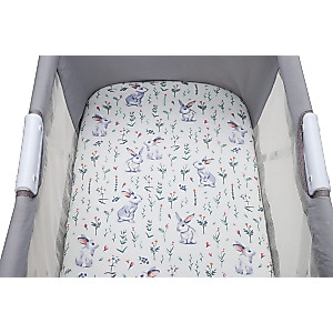 Bassinet Sheets for Baby Boy and Girl, Stretchy Breathable Fitted Sheet Universal for Bassinet Cradle Hourglass Oval Rectangle Pad/Mattress, 4 Pack Deer, Elephant, Rabbit and Squirrel Printing