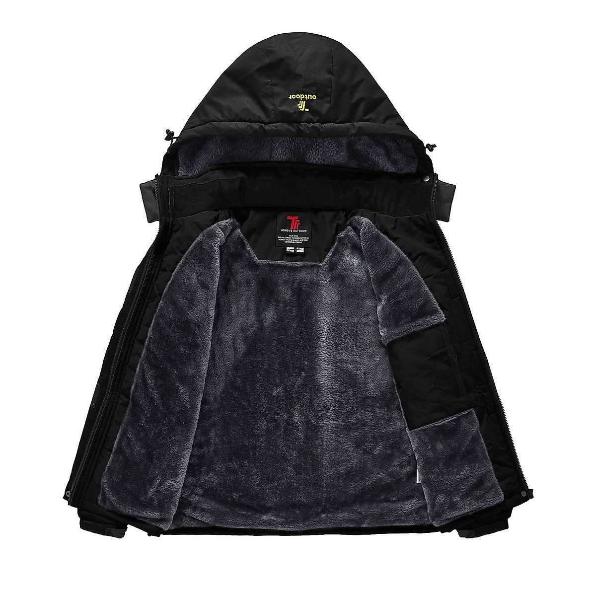 Rdruko Women's Waterproof Snowboard Jacket Windproof Warm Insulated Winter Ski Jacket Hooded(Black, US XL)