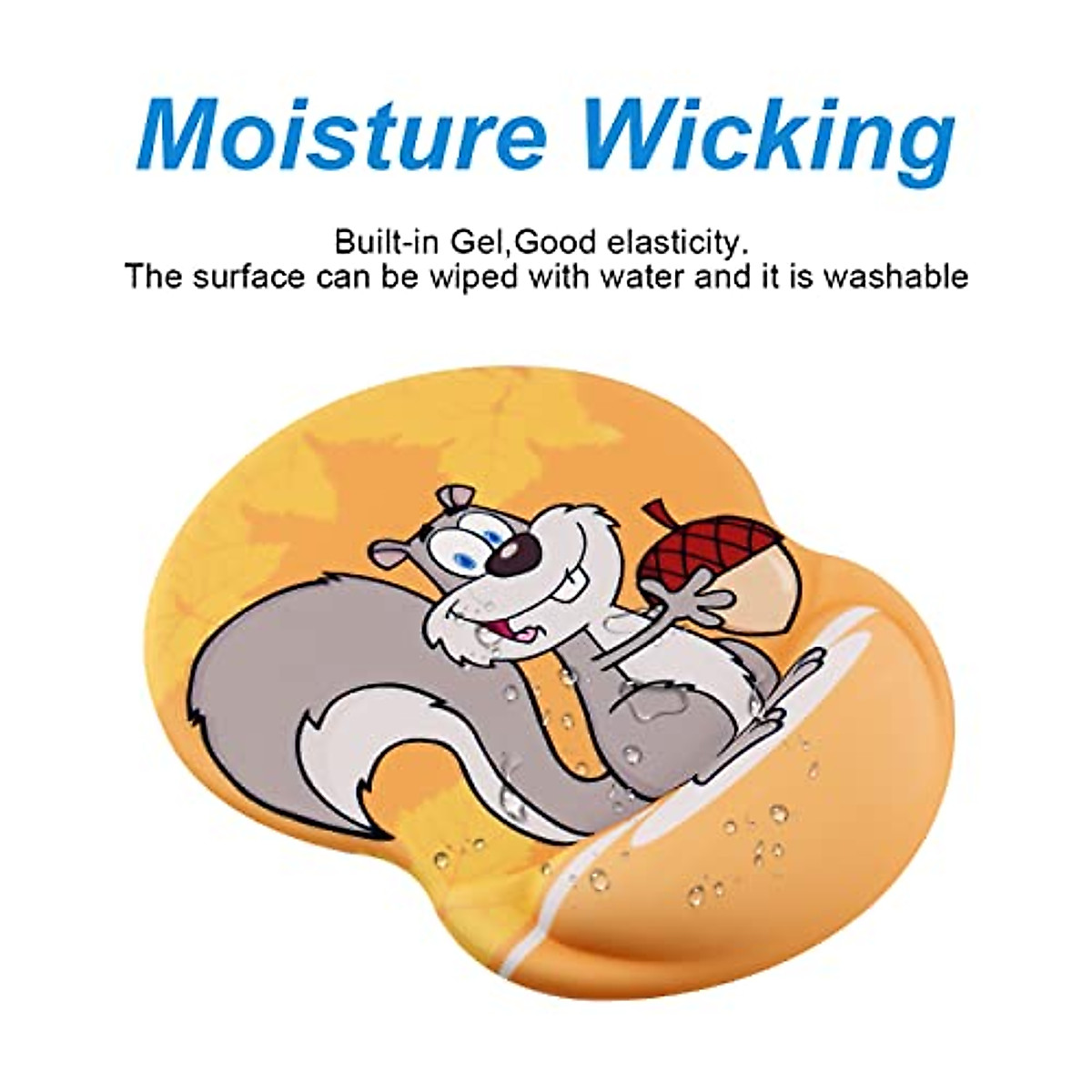 Mini Mouse Pad Wrist Support,Ergonomic Gaming Mouse Pad, Anime Mouse Mat Gel Filled with Non-Slip Base for Office,Home 9 * 7inch (Squirrel)