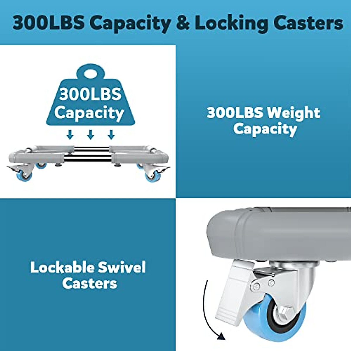 DOZAWA Telescopic Furniture Dolly with 4 Locking Wheels, Washing Machine Stand Refrigerator Base Moving Cart, Size Adjustable, Grey