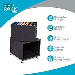 BIRDROCK HOME Rolling File Cabinet with 1 Lateral Drawer – Decorative Storage Shelf for Blankets, Books, Files, Magazines, Toys, etc – Removable Bin with Handles – Under Desk Office Organizer