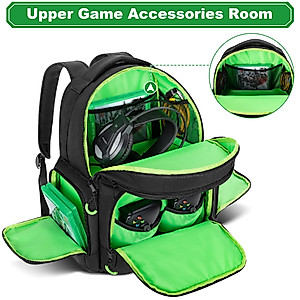 PGmoon Carry Backpack Compatible with Xbox Series X/S Console, Travel Carrying Case with Separate Storage Room for Console, Headset, Controllers, Multiple Pockets for Gaming Accessories(Patent Design)