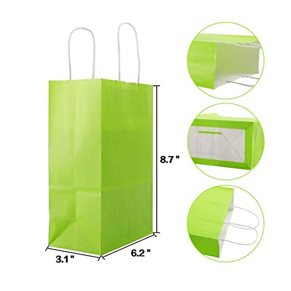 Hooshing 24PCS Party Favor Bags 6 Colors Rainbow Kraft Goodie Bags Bulk Paper Gift Bags with Handles for Kids Birthday Fiesta Wedding