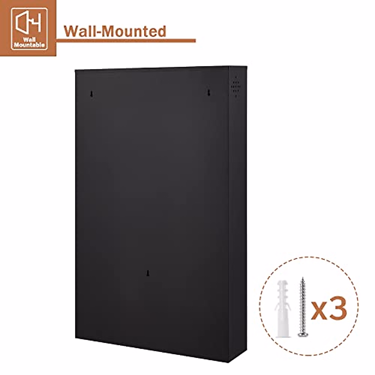 SPACEROCK 3 Drawer Shoe Storage Cabinet Wall Mounted & No-Assembly 25“ Metal Shoe Cabinet for Entryway, Hallway, and Corridor, Holds 12 Pair Shoes, Black