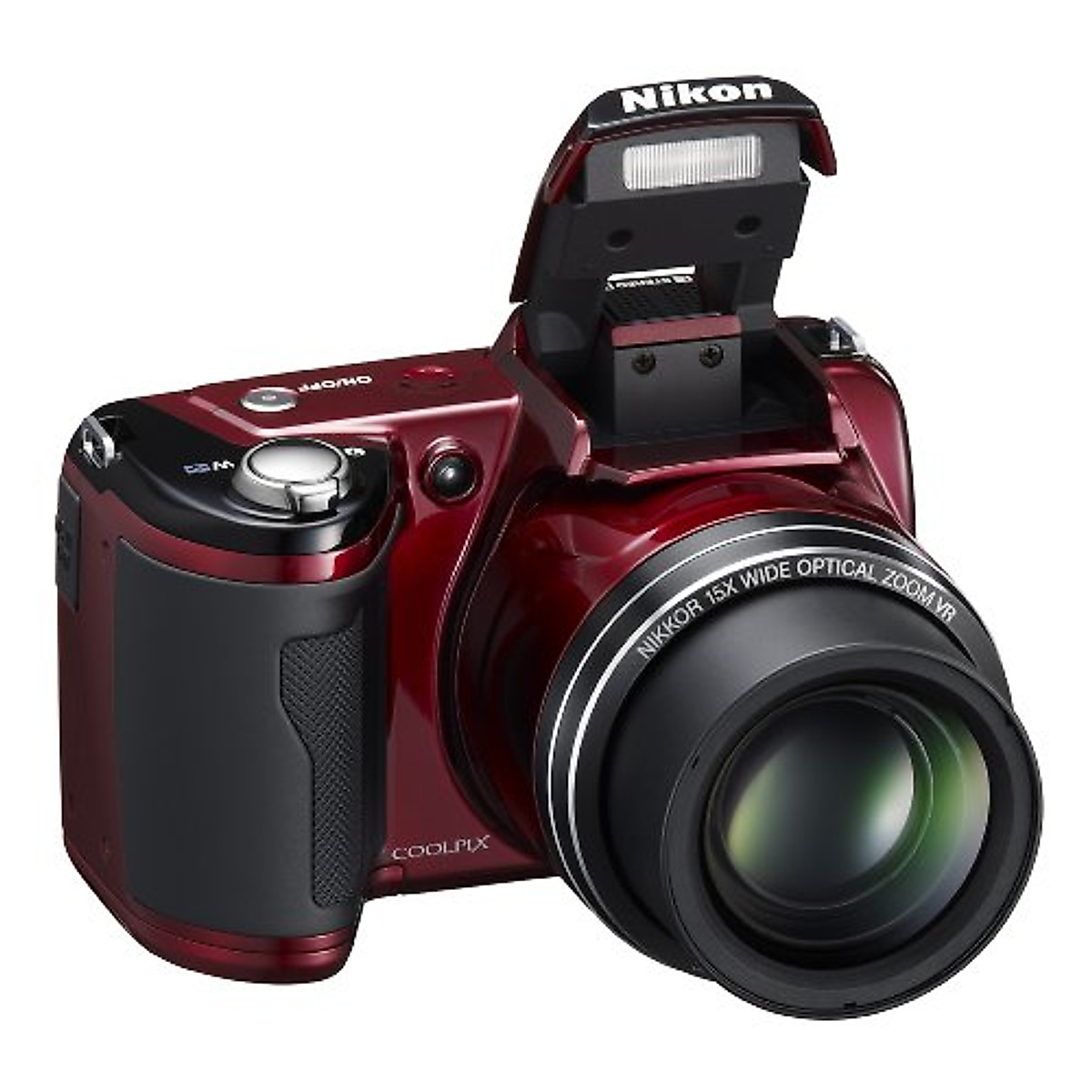 Nikon Coolpix L110 12.1MP Digital Camera with 15x Optical Vibration Reduction (VR) Zoom and 3.0-Inch LCD (Red)