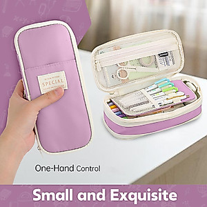 HESEE Pencil Case, Large Capacity Aesthetic Pencil Cases with Durable Zipper, Big Stationery Pencil Pouch for Women & Men, Adults (Dark Purple)