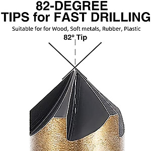 Aleric Countersink Drill Bit Set,High Speed Steel Counter Sinker Drill Bit 5Pcs 5 Flute 6mm Hex Shank with 82 Degree Mill Cutter Bit Countersink Bits for Wood Metal in Size 1/4” 3/8” 1/2” 5/8” 3/4”