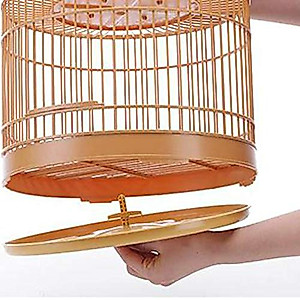 Round Bird Cage, Plastic Bird House Carrier, Vintage Style Hanging Bird Cage with 2 Feeding Cups for Small Birds Parrot (30cm in Diameter)