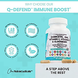 Quercetin 1000mg Zinc 50mg Vitamin C 1000mg Vitamin D 5000 IU Bromelain Elderberry - Lung Immune Defense Support Supplement Adults with Artemisinin, Sea Moss, Echinacea, Garlic Immunity Allergy Relief