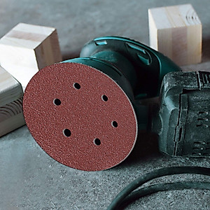 100 Pack 6 Inch 80 Grits Hook and Loop Sanding Disc 6 Holes Sand Paper for Random Orbital Sander Pads, Orbit Sander Sandpaper,Hook and Loop Round Sand Paper