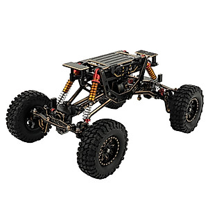 RZXYLRC Brass Assembled Car Chasiss Frame Kit with Axles Wheels Bumper (optional) for Axial 1/24 AX24 4WS XC Crawler Truck Model RC Car Upgrade Parts (with Wheels)