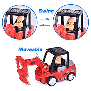 FUN LITTLE TOYS Friction Powered Construction Truck Toys for Toddlers, Push and Go Construction Vehicles Toys Set of Bulldozer, Excavator, Roller