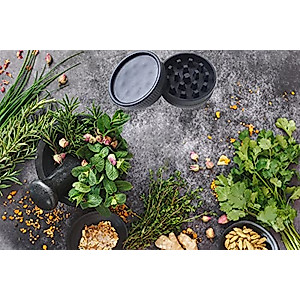 2PCS Spice Grinder 2.2Inch Portable Lightweight Biodegradable Materials Small Grinder for Coffee, Beans, Spices, Nuts, Grains (Black & White)