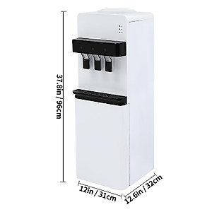 CheriMuMu Top Loading Water Cooler Dispenser, Hot and Cold Water Dispenser 3 Temperature Settings Water Dispenser for Home Office & More, Holds 5 Gallon Bottles (White)