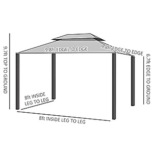 TBGFPO 10x10 Hardtop Gazebo Outdoor Gazebo Canopy Vented Roof Pergolas Aluminum Frame with Curtains, for Garden,Patio,