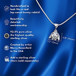 The Magic Zoo Sterling Silver Lop Eared Bunny Pendant for Women– Lop Bunny Gifts for Women – Handcrafted Lop Rabbit Jewelry for Women
