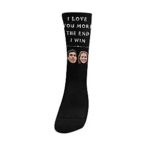 Custom Face on Socks Turn Your Photo Into I Love You More The End I Win Personalized Socks Unisex for Unique Gift