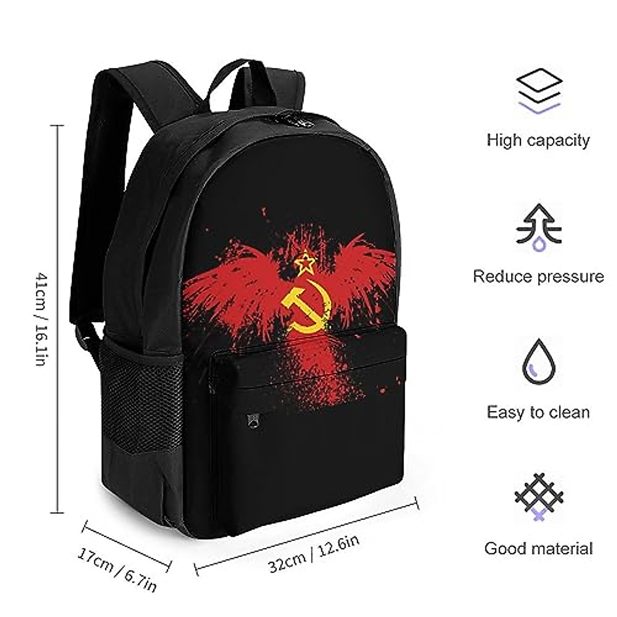 Russia Hammer Flags Hook USSR Sickle Laptop Backpack for Men Women Shoulder Bag Business Work Bag Travel Casual Daypacks