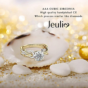 Jeulia 3.5 Carat Intertwined Ring for Women 14k Gold Plated Two Tone Round Cut 925 Sterling Silver Ring Anniversary Promise Band Eternity Rings for Her (Gold, 7)